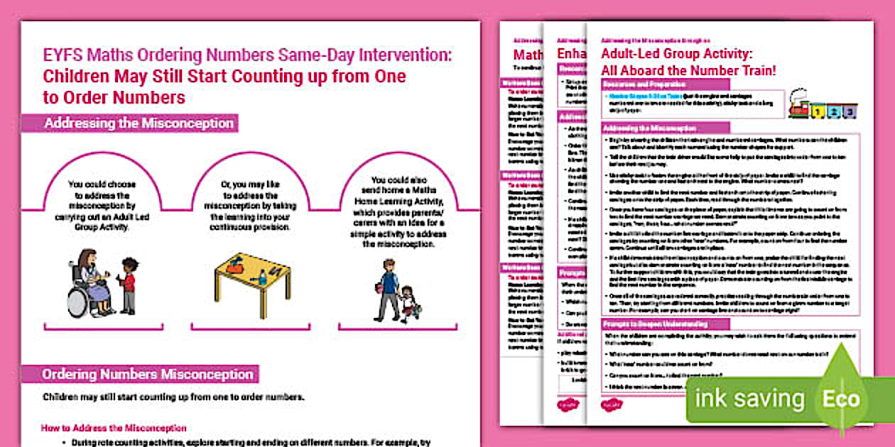 👉 EYFS Maths Ordering Numbers Same-Day Intervention Plan: Children May ...