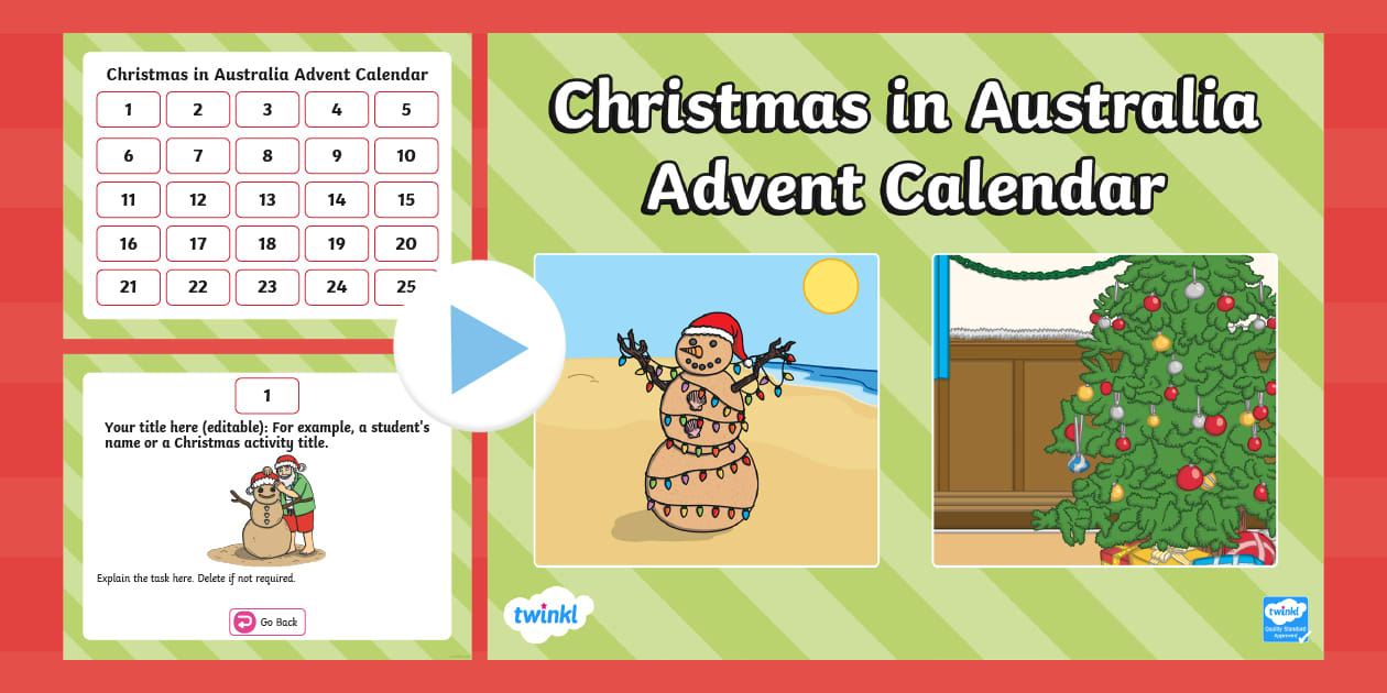 Christmas in Australia Advent Calendar Powerpoint - Twinkl