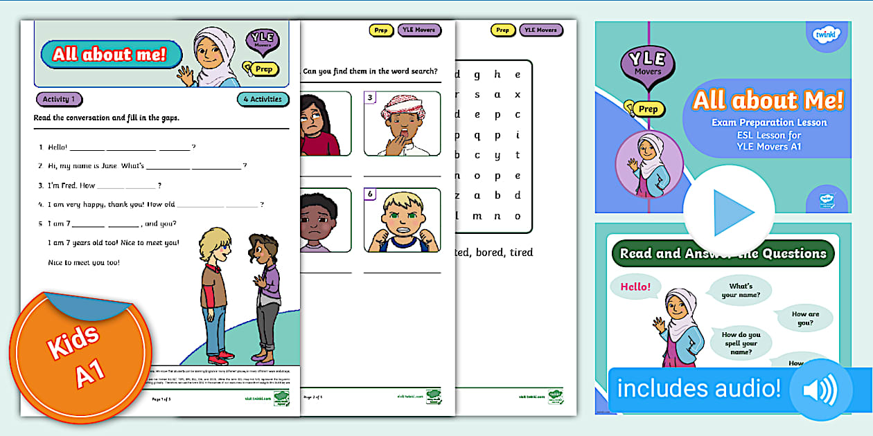 YLE Movers - Prep Lesson (All About Me) [A1] (teacher made)