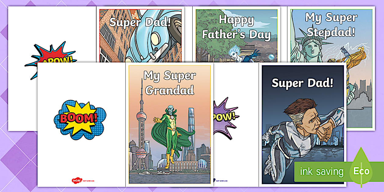 Editable Father's Day (and Father Figures) Superhero Cards