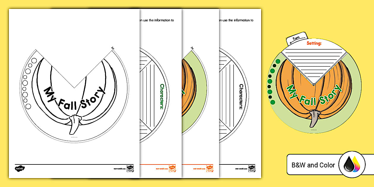 Kindergarten Fall Narrative Writing Prompt Wheel - Twinkl