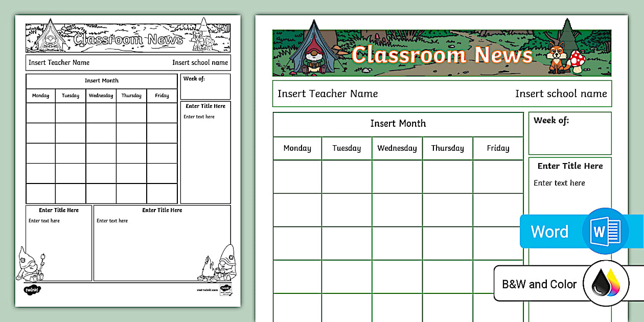 Happy Campers! Editable Newsletter (teacher made) - Twinkl