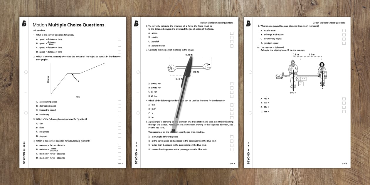 Motion Multiple Choice Questions | KS3 Physics | Beyond