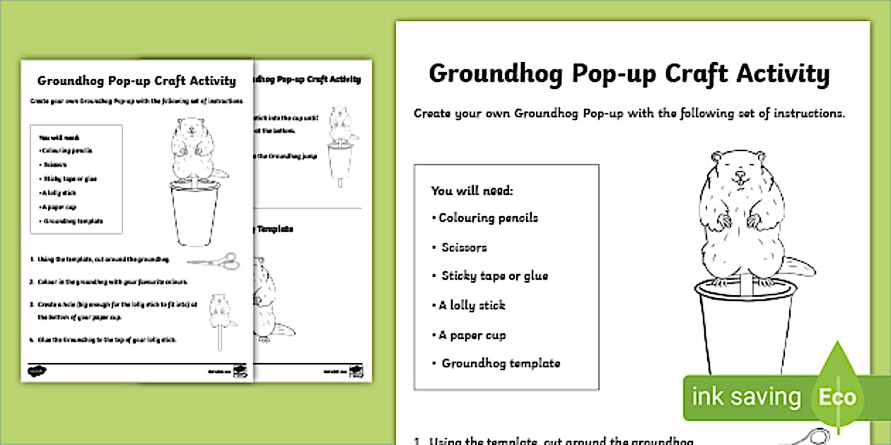 Groundhog Pop Up Craft Activity - KS1 - Twinkl Resource