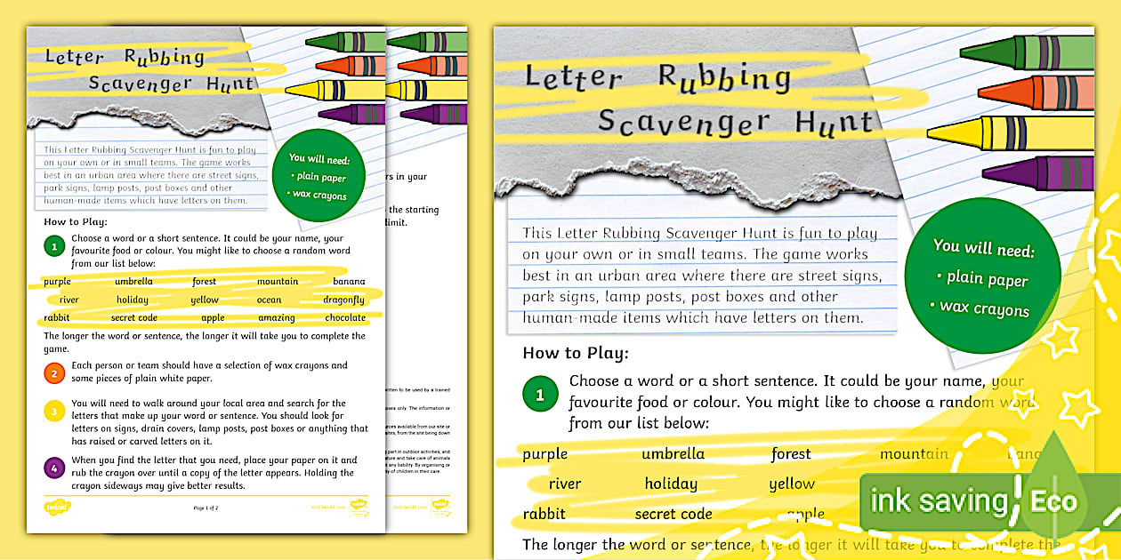 Letter Rubbing Scavenger Hunt (teacher made) - Twinkl
