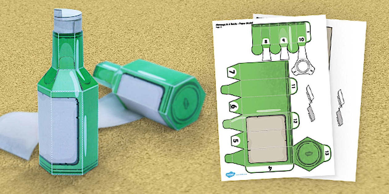 Message in a Bottle Paper Model (teacher made) - Twinkl