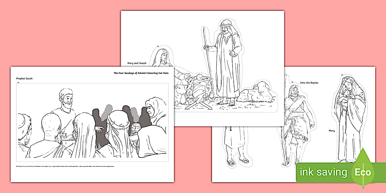 KS2 The Four Sundays of Advent Colouring Cut Outs - Twinkl