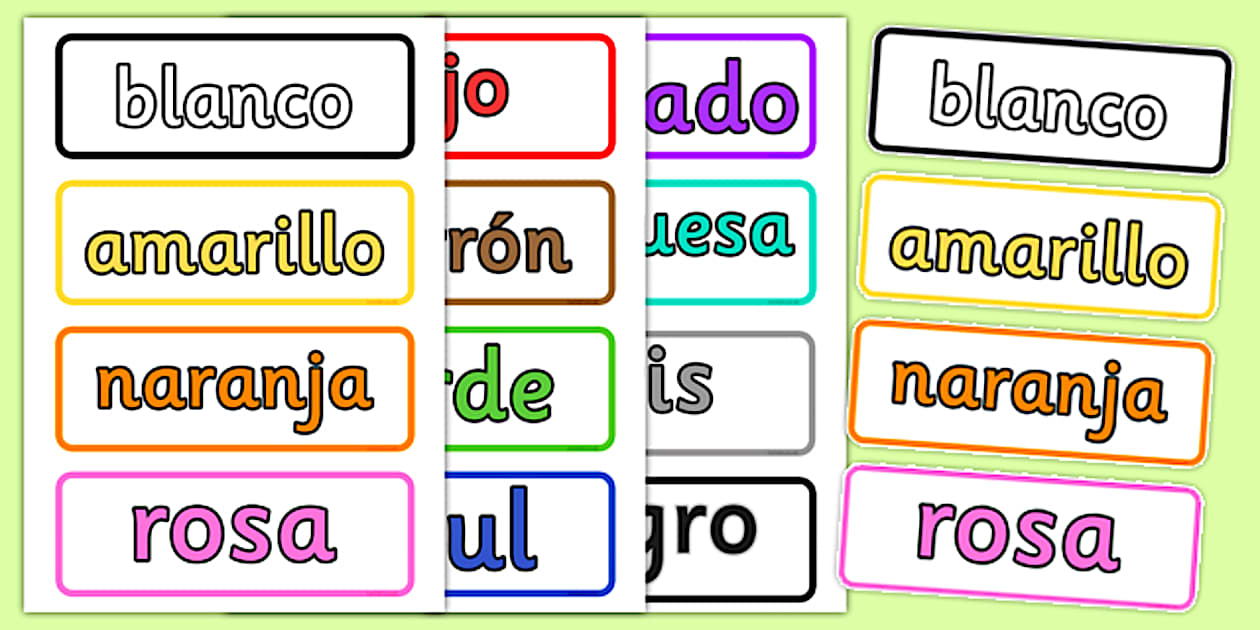 Editable Spanish Colour Vocabulary Cards (Lehrer gemacht)