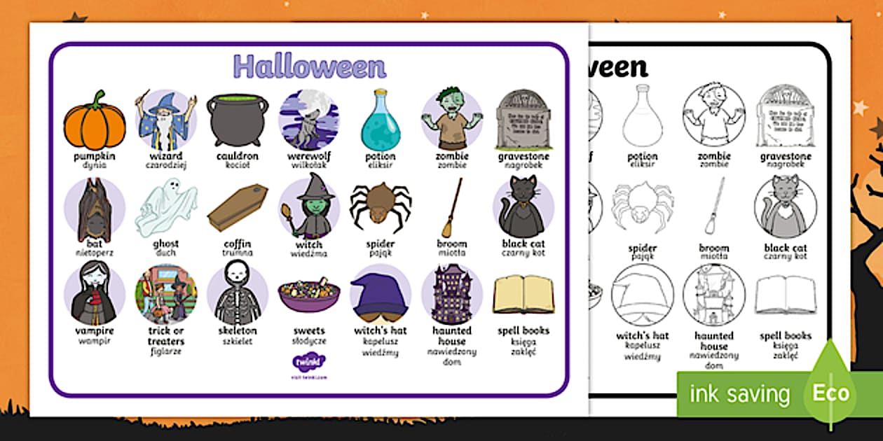 Halloween - Mata ze słówkami (teacher made) - Twinkl