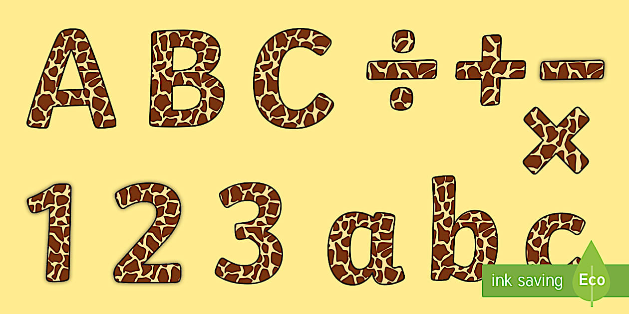 Giraffe Bulletin Board Letters and Numbers Pack - Twinkl