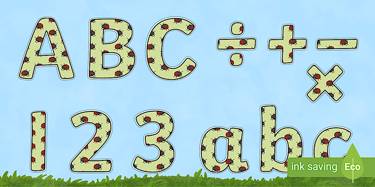 Cursive Ladybird Display Letters and Numbers Pack - Twinkl
