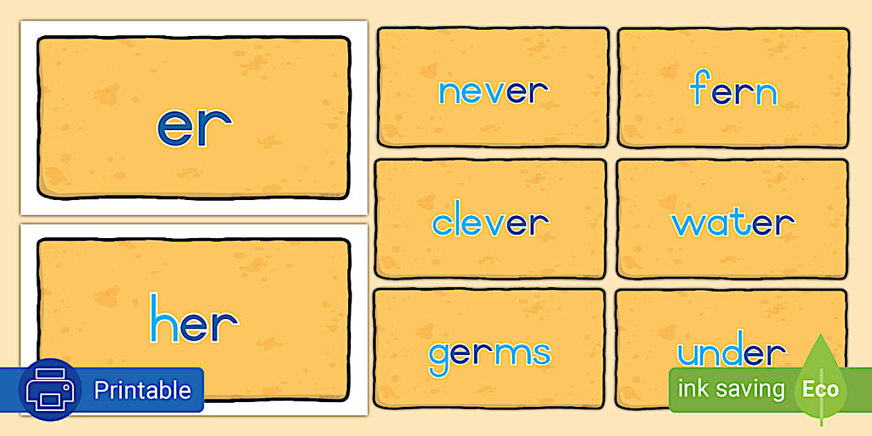 Grade 2 Phonics: -er Word Wall Cards (teacher made) - Twinkl
