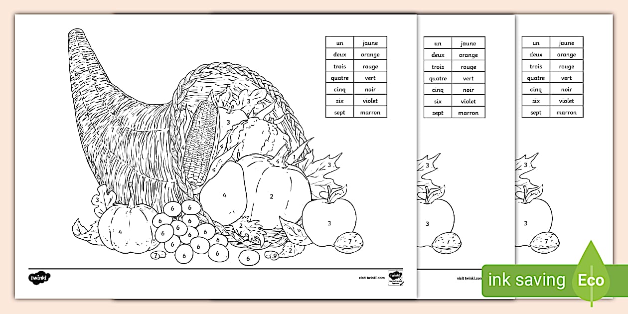 👉 French Autumn Colour by Number Activity Sheets - Languages