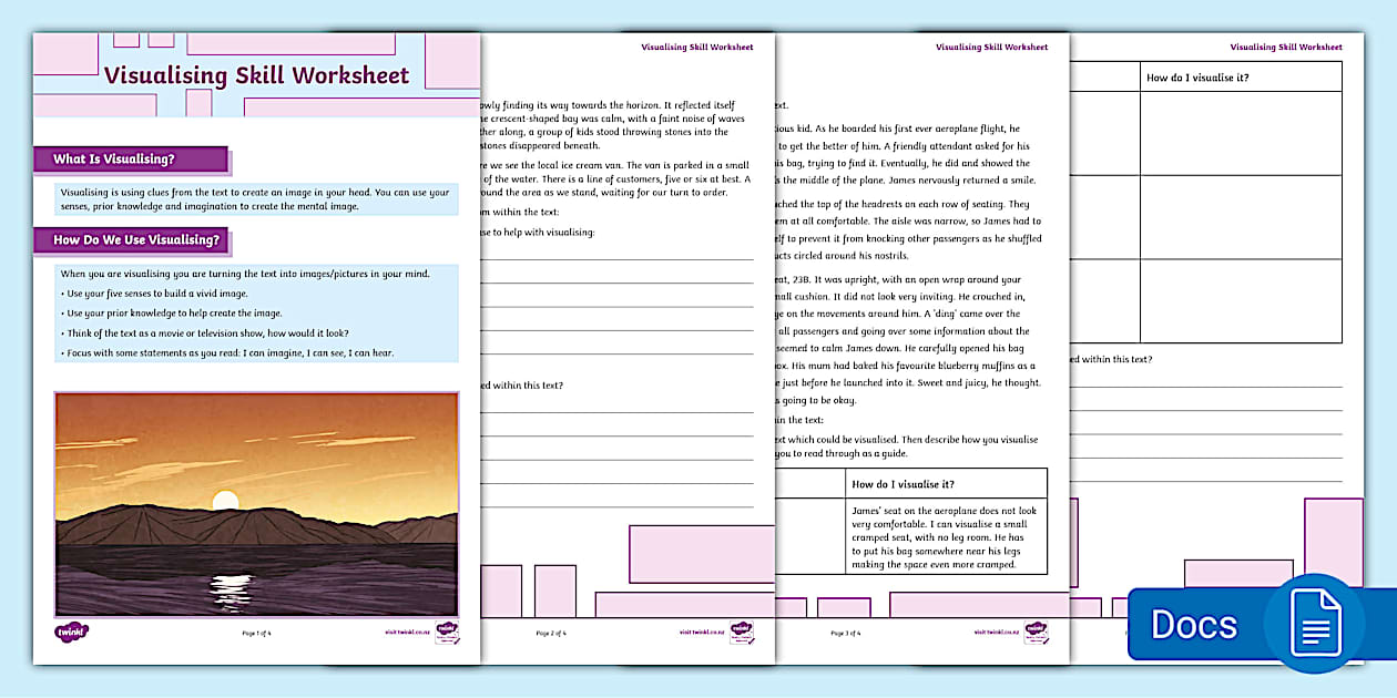 Reading Comprehension Skills: Visualising Worksheet (Year 5-6)