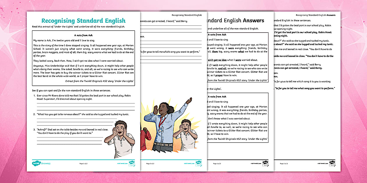 KS2 Recognising Standard English Worksheet (teacher made)