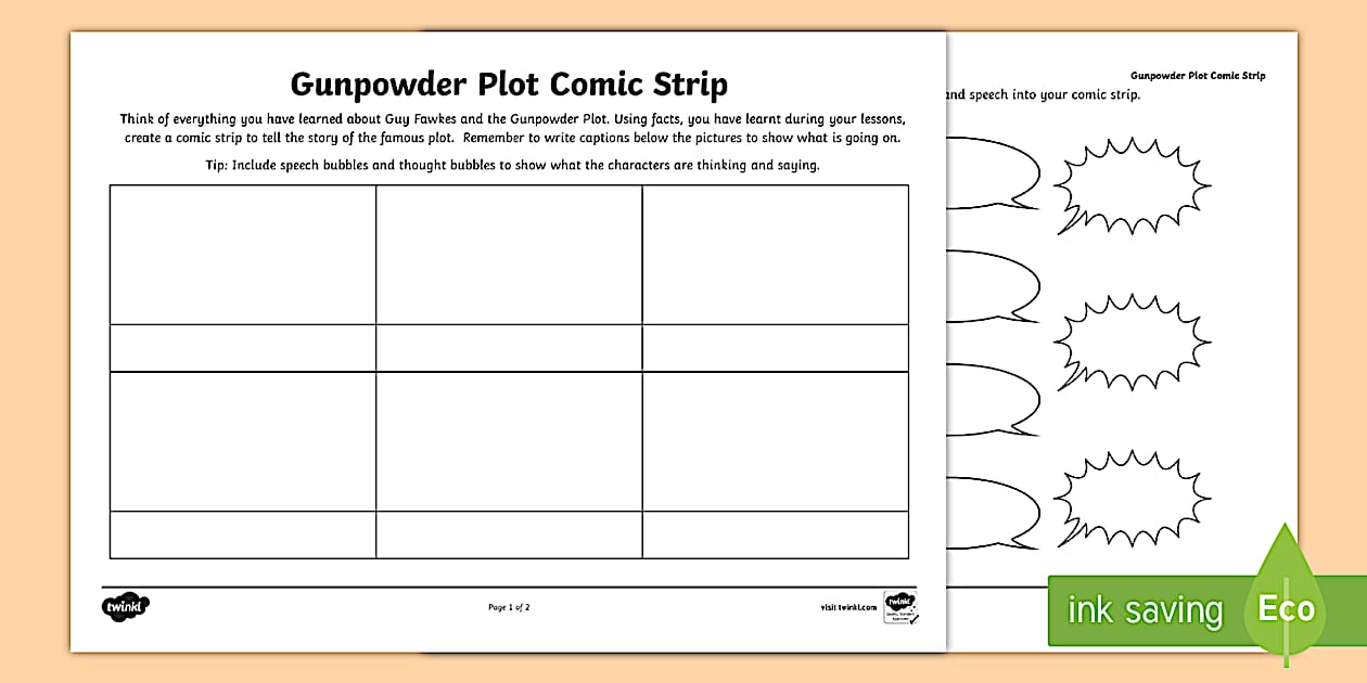 Guy Fawkes Comic Strip worksheet - Twinkl Primary Resources