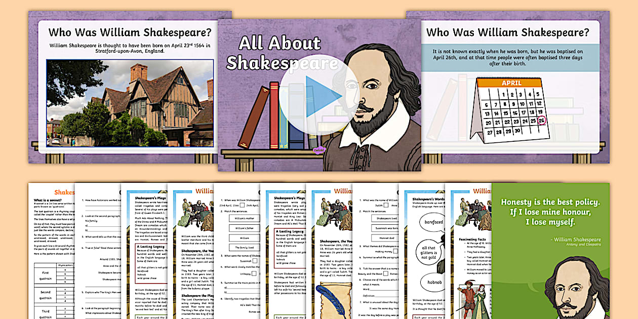 KS2 William Shakespeare Poems, Plays and Readings Resource
