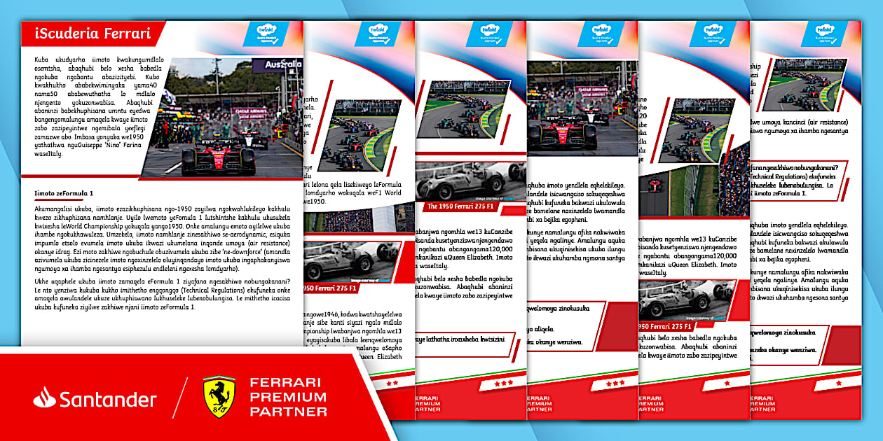 Scuderia Ferrari F1 History of F1 Differentiated Comprehension [Ages 9-11]