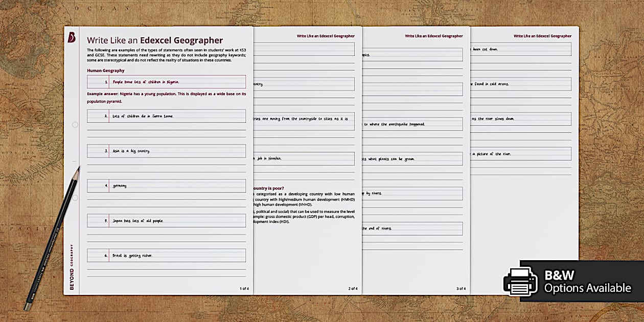 Write Like an Edexcel Geographer Worksheet (teacher made)