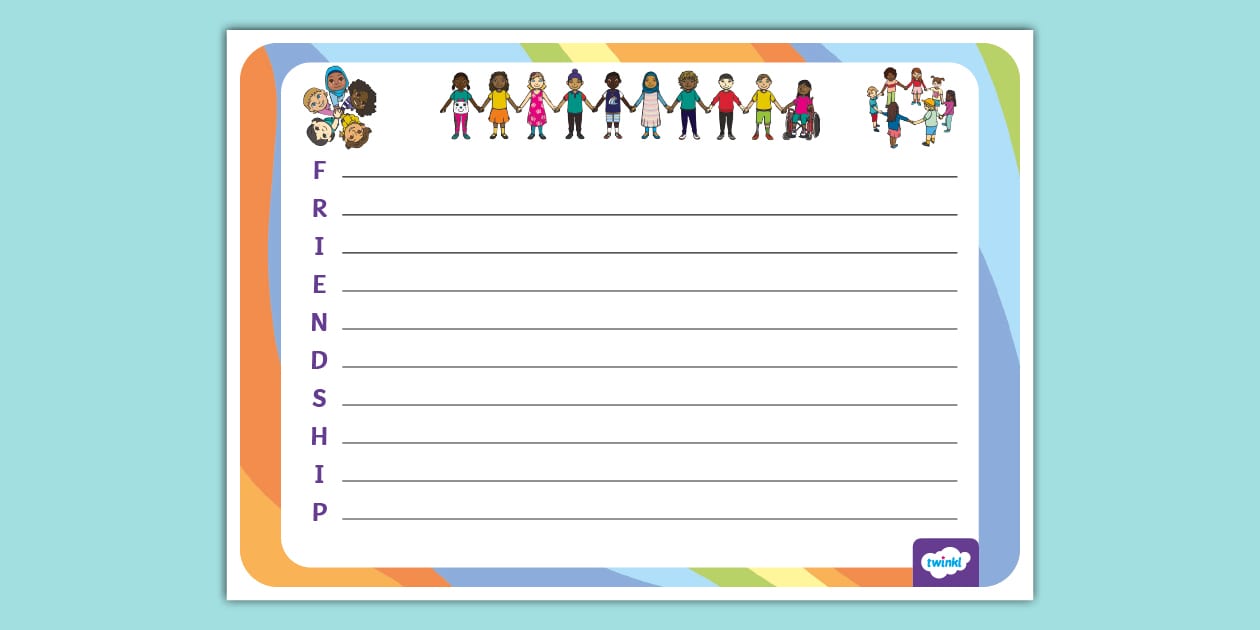 Friendship Acrostic Poem Template (teacher made) - Twinkl