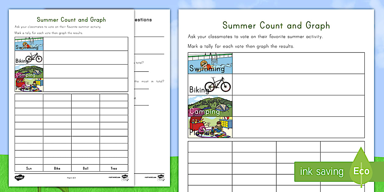 Summer Count and Graph Activity | K-2 Math Activities