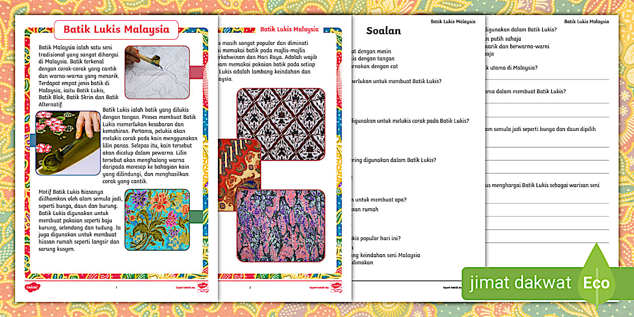 Aktiviti Pemahaman Batik Lukis (teacher made) - Twinkl