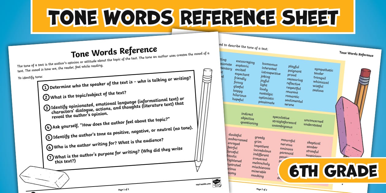 Sixth Grade Tone Words Reference Sheet (l'enseignant a fait)