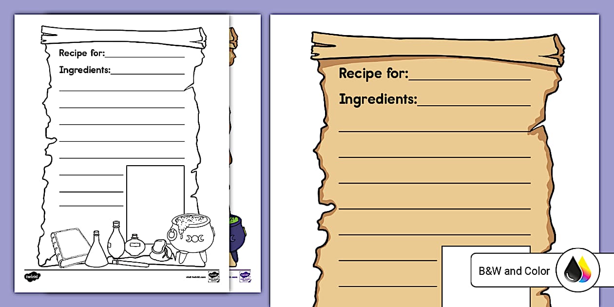 Magic Potion Recipe Writing Worksheet (Teacher-Made)