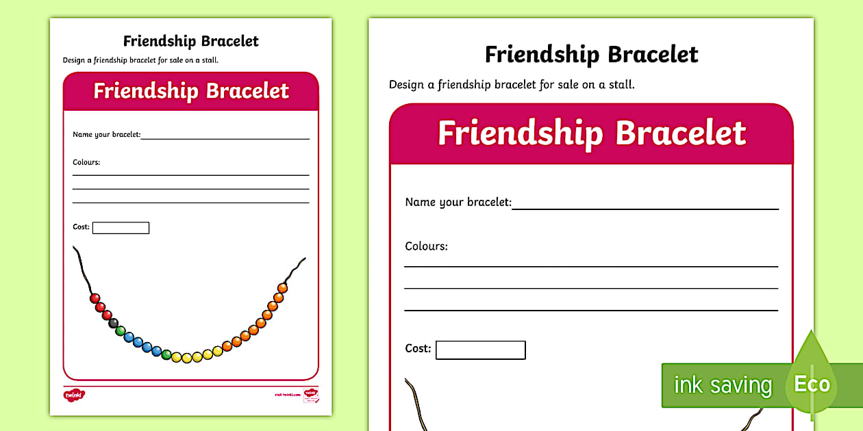 Design a Friendship Bracelet Worksheet / Worksheet - Twinkl
