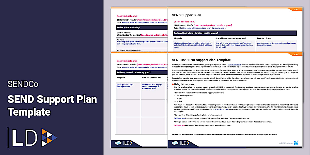 SENDCo: SEND Support Plan Template (Lehrer gemacht) - Twinkl