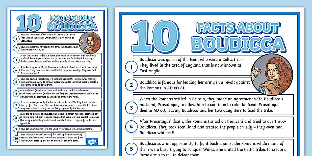 10 Facts About Boudicca Display Poster (teacher made)