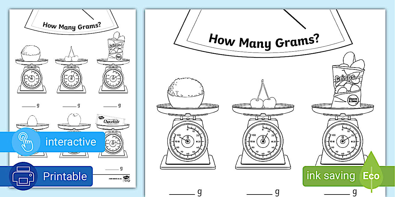 How many grams Activity Sheet (teacher made) - Twinkl