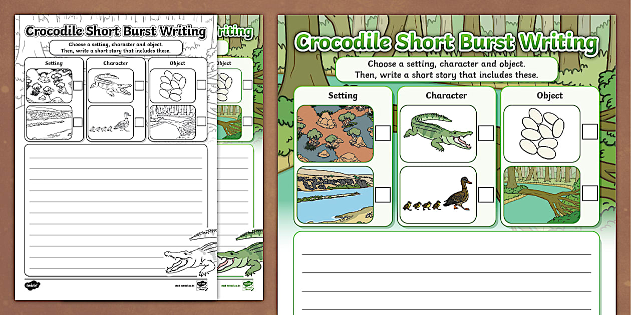 Crocodile Short Burst Writing Template - Twinkl