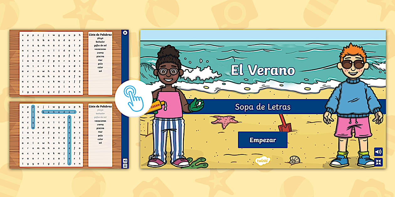 Sopa de letras interactiva: El verano - Twinkl