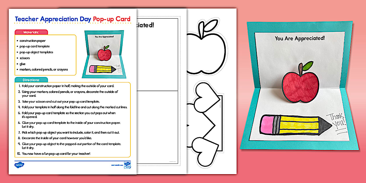 Teacher Appreciation Day Pop-up Card Craft