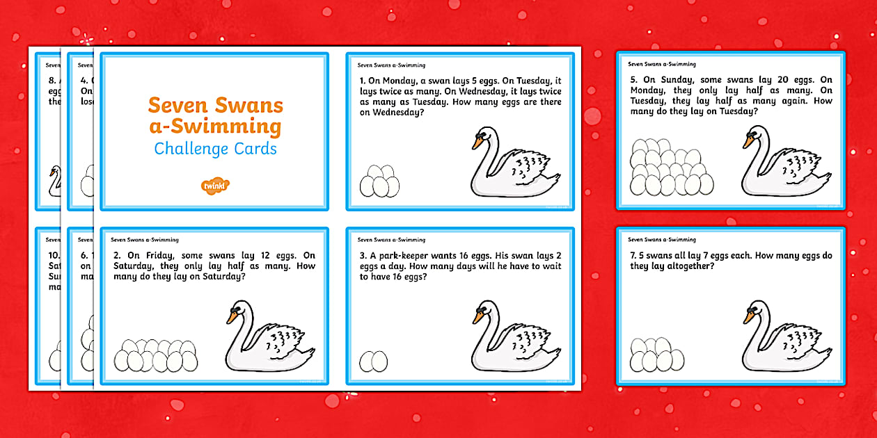 Editable Seven Swans Swimming Challenge Cards - Twinkl