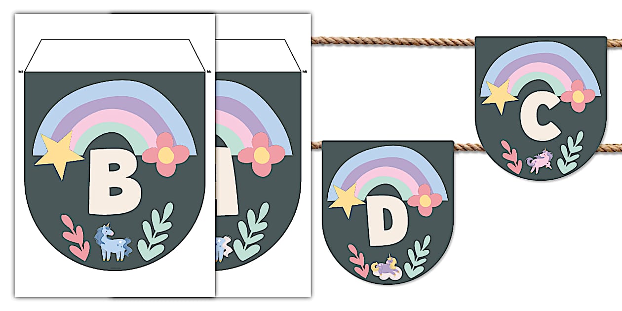 Unicorn-Themed Alphabet Letters Display Bunting - Twinkl