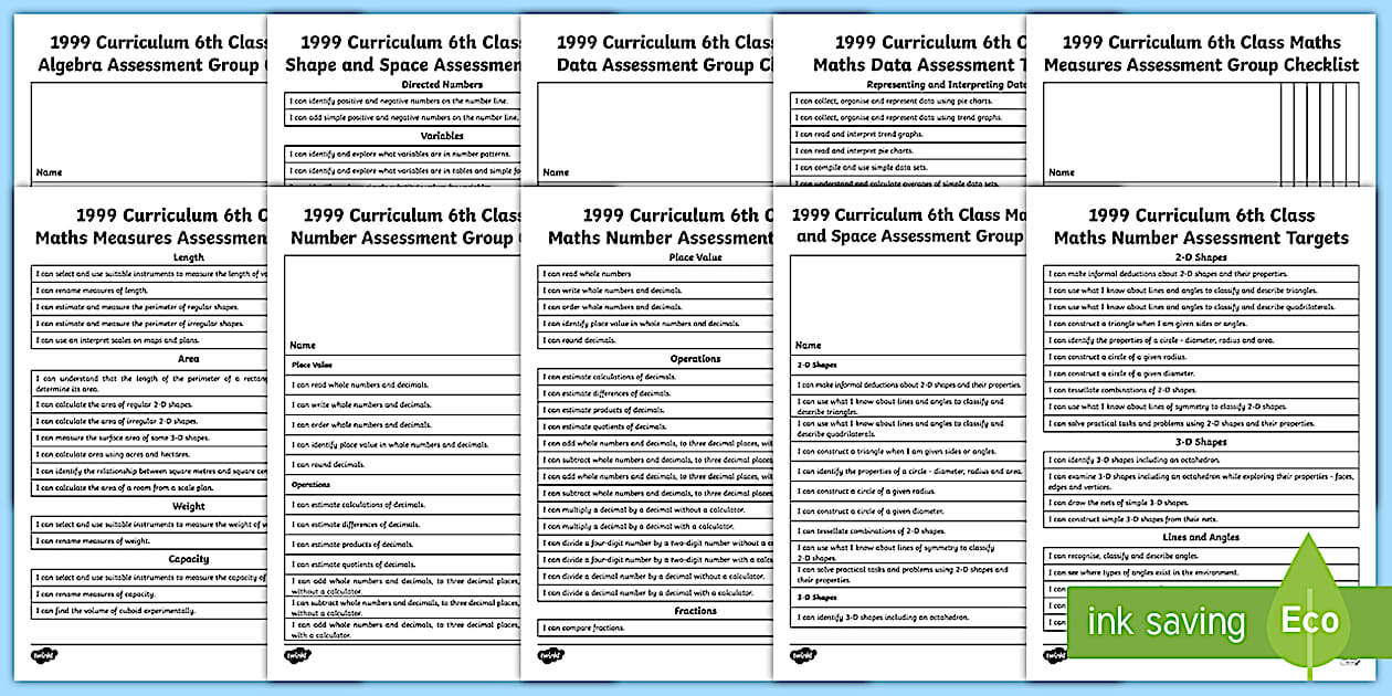Sixth Class Maths Assessment Pack