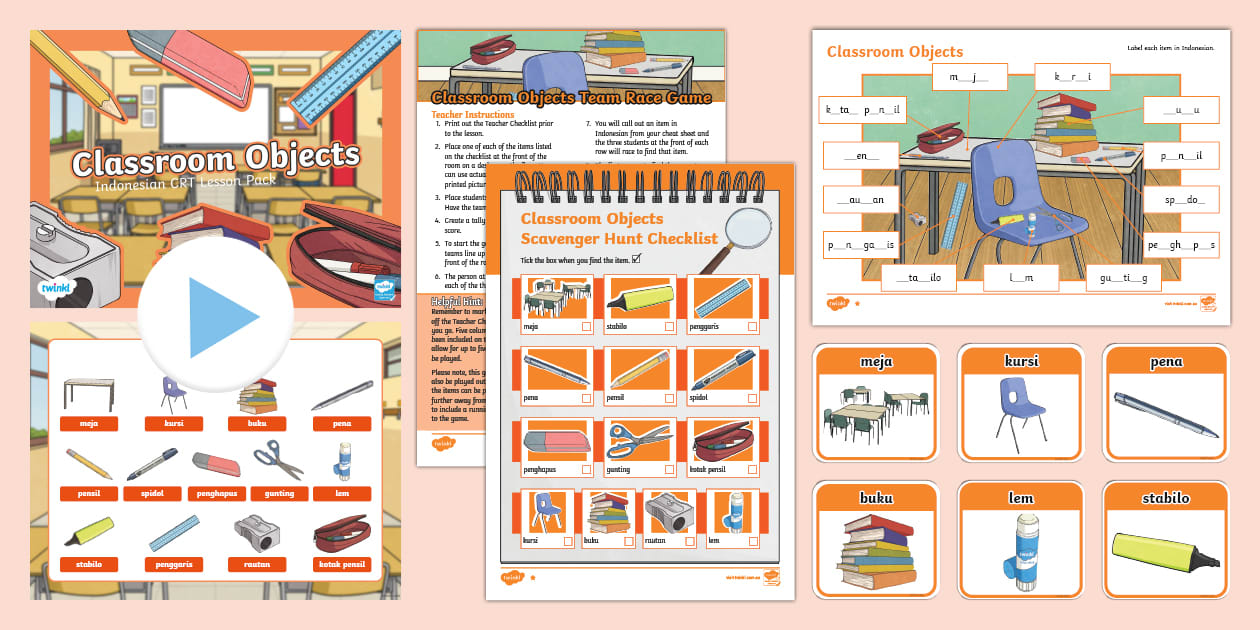 Classroom Objects - Indonesian CRT Lesson Pack - Twinkl
