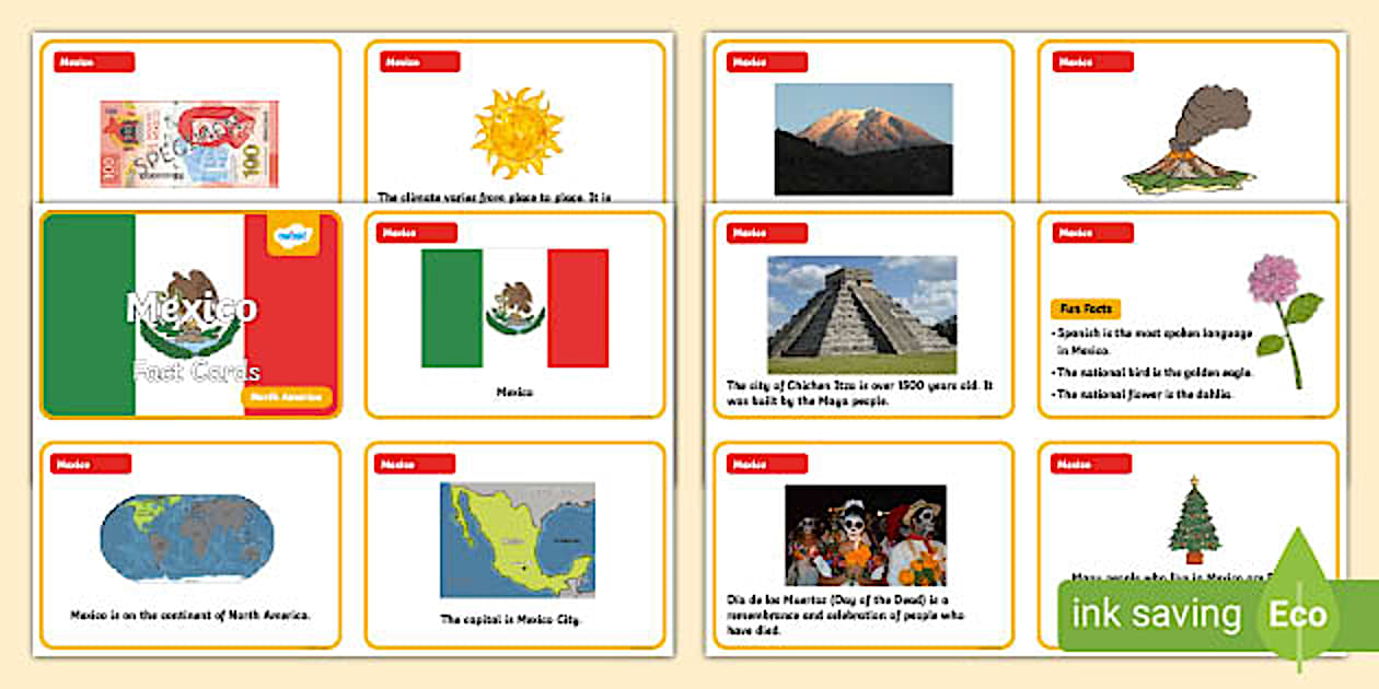 KS1 Mexico Fact Cards (Teacher-Made) - Twinkl