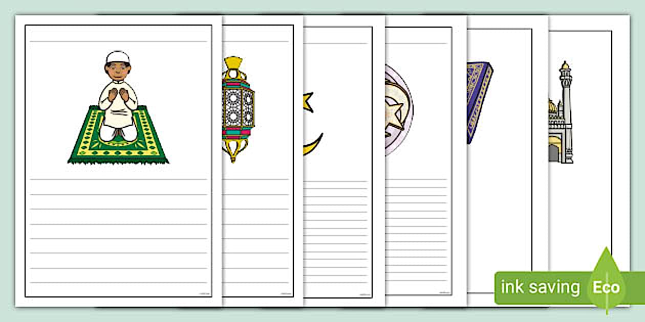 Editable Ramadan and Eid Writing Frames Pack - Twinkl