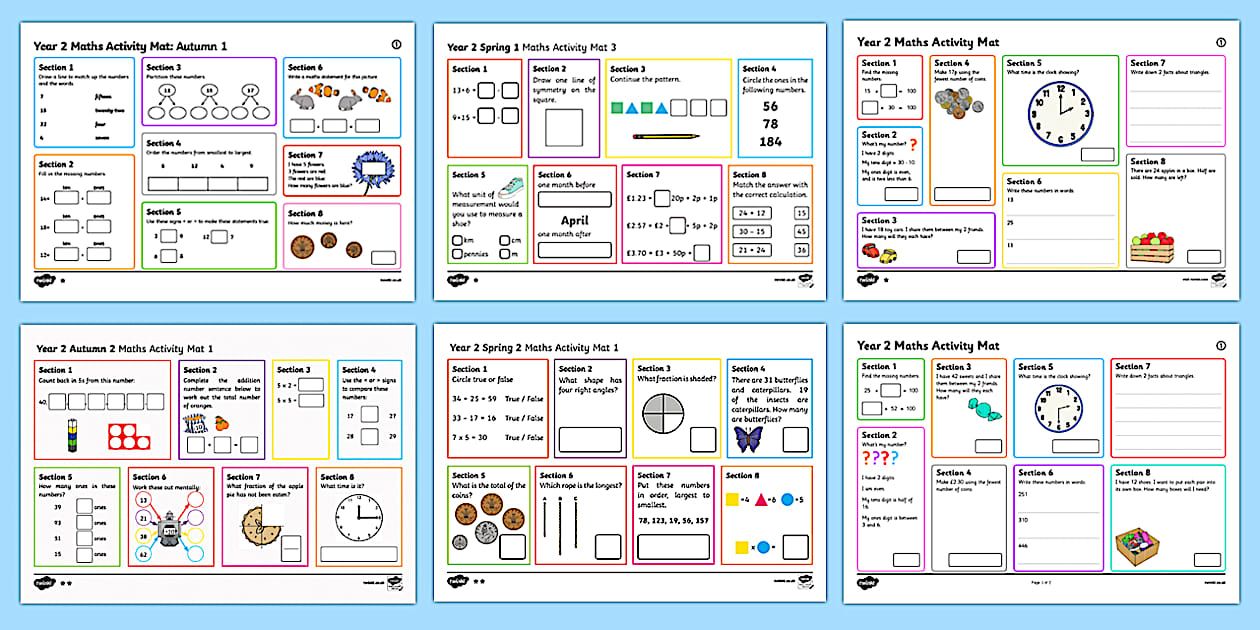 Year 2 Maths Activity Mat Activity Pack (teacher made)
