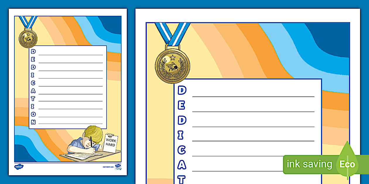 Dedication Acrostic Poem Template (teacher made) - Twinkl