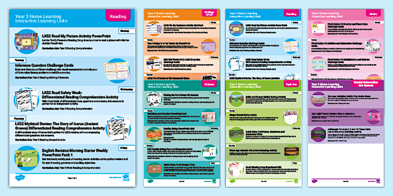 Year 3 Interactive Home Learning Links (teacher made)