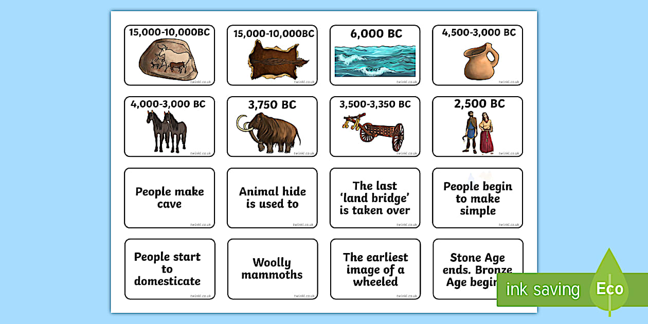 Stone Age Timeline Matching Activity - Twinkl