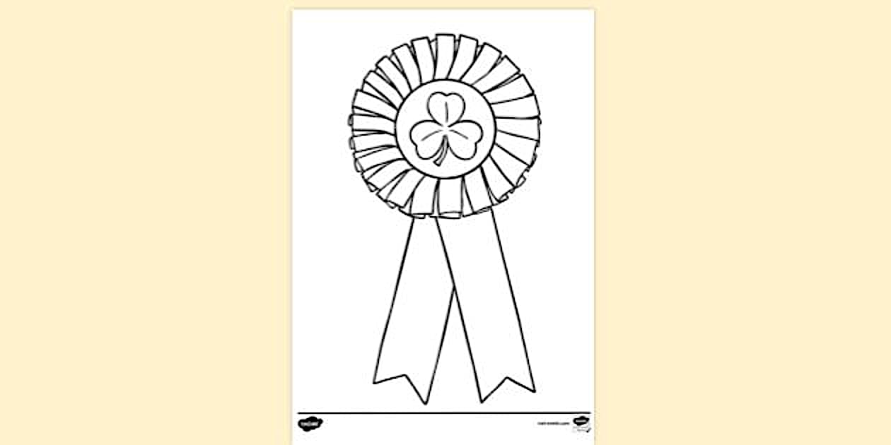 Green Rosette With Shamrock | Colouring Sheets - Twinkl