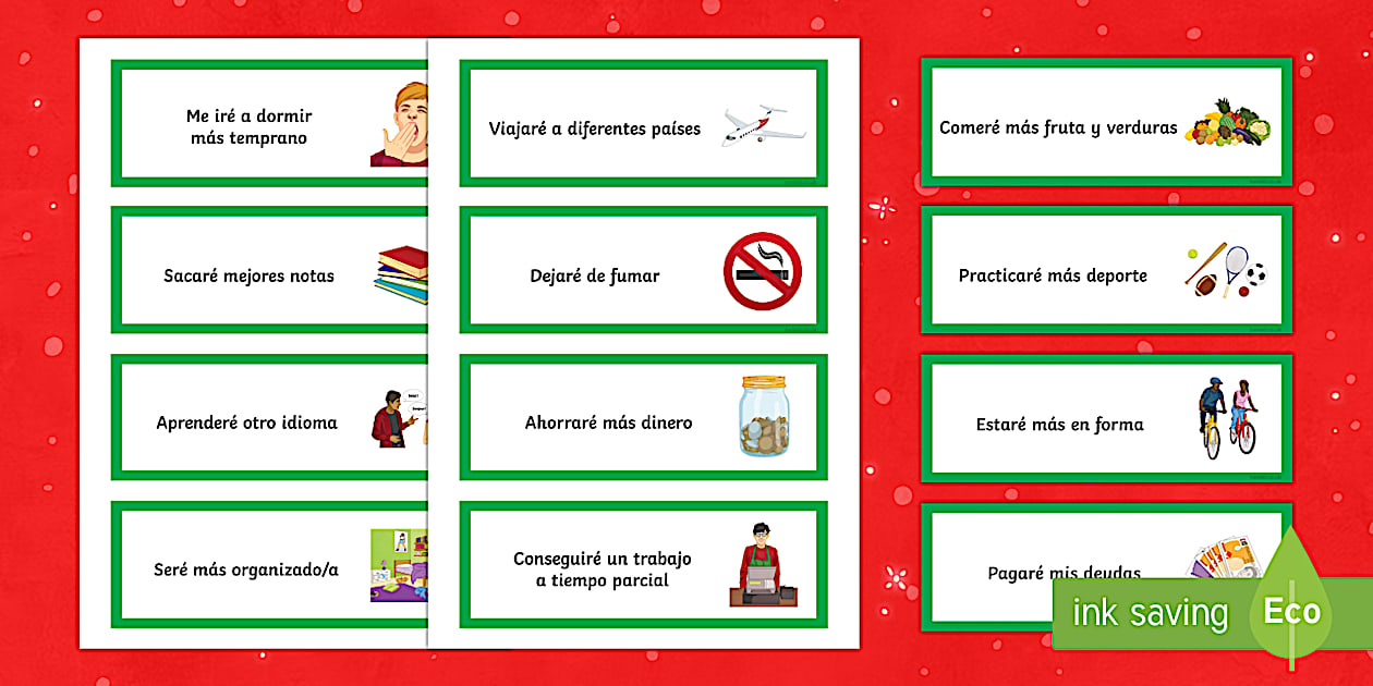 New Year's Resolutions Word Cards (Hecho por educadores)