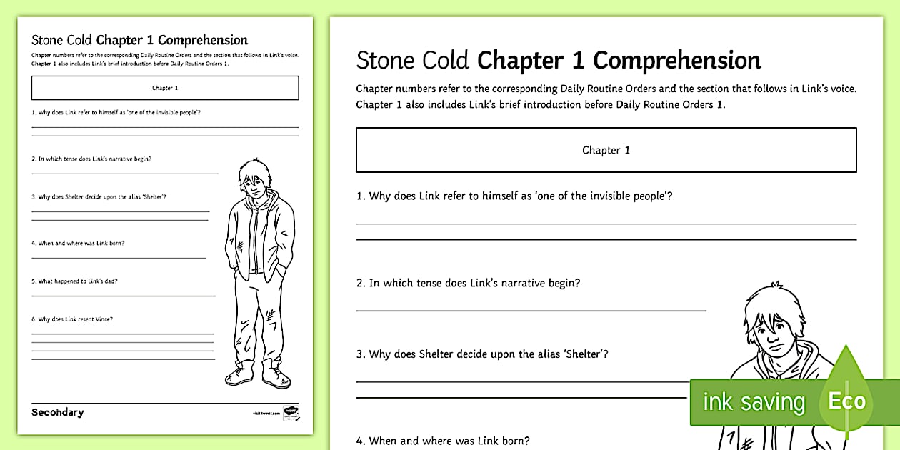 'Stone Cold' Chapter 1 Comprehension Worksheet / Worksheet