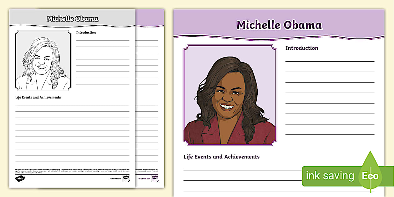 Michelle Obama Biography Template (Teacher-Made) - Twinkl