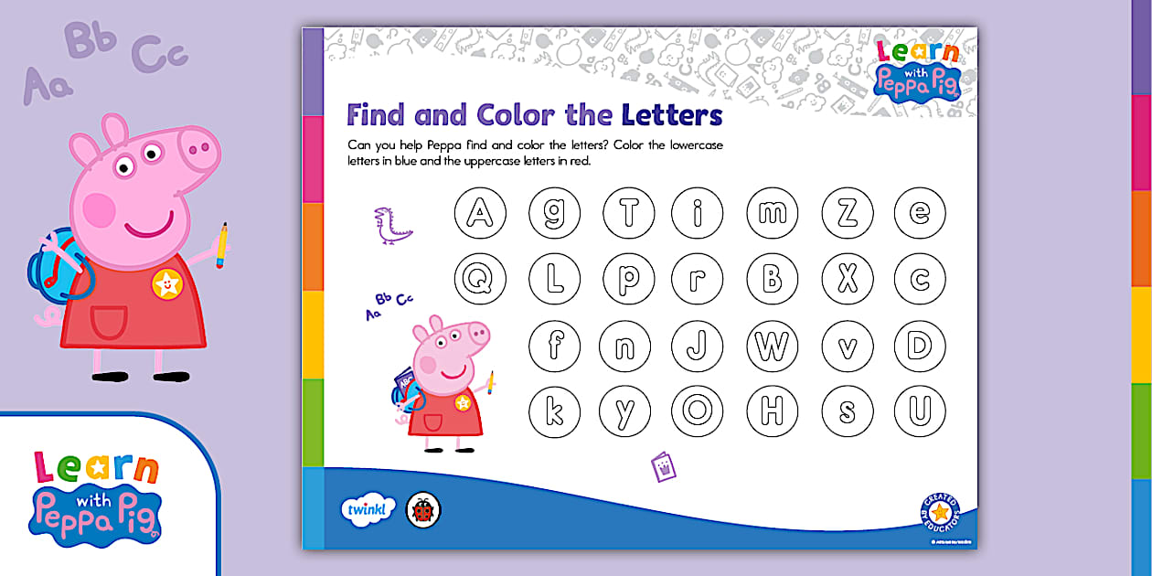 FREE! - Peppa Pig: Find and Color the Letters Activity Worksheet